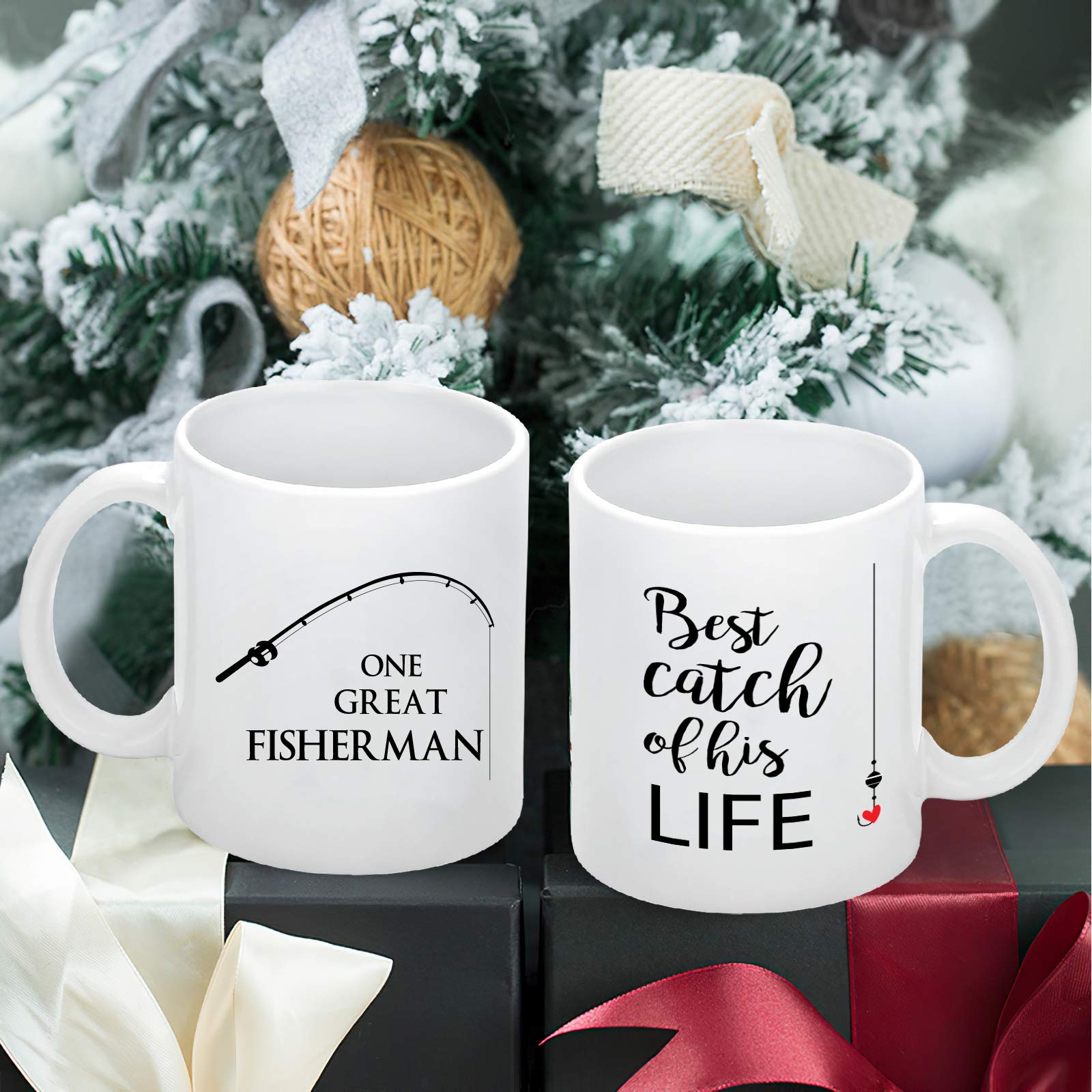 Anniversary Coffee Mugs for Couple One Fisherman Best Catch of His Life ...