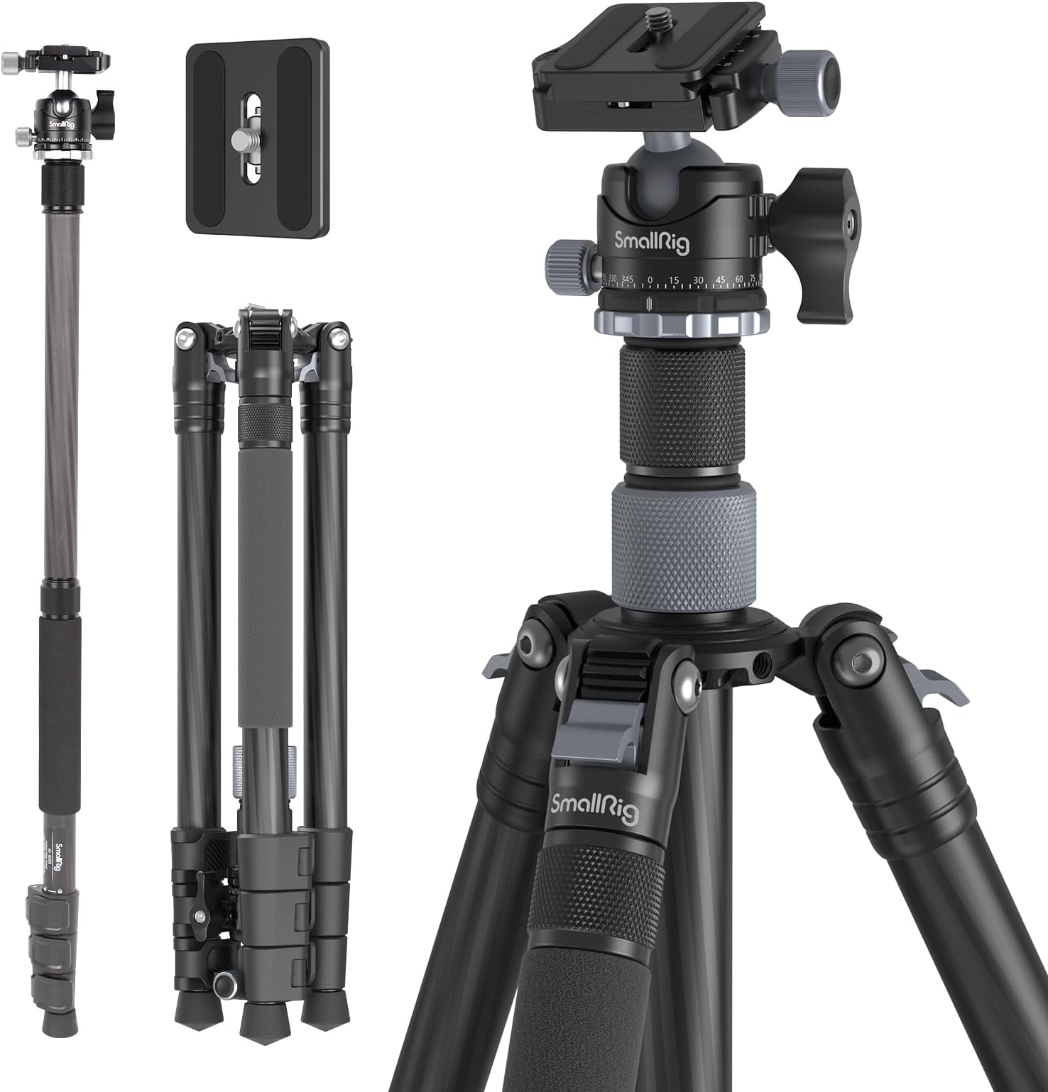 Amazon.com : SmallRig AP-20 Carbon Fiber Tripod, 62.2" Camera Tripod Monopod with Center Column ...