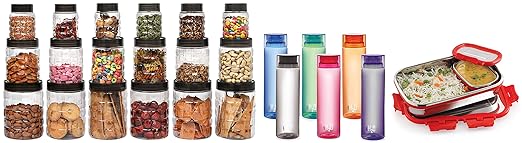 Buy Cello H2O Unbreakable Plastic Bottle Set, 1ltr, Set of 6 Checkers ...