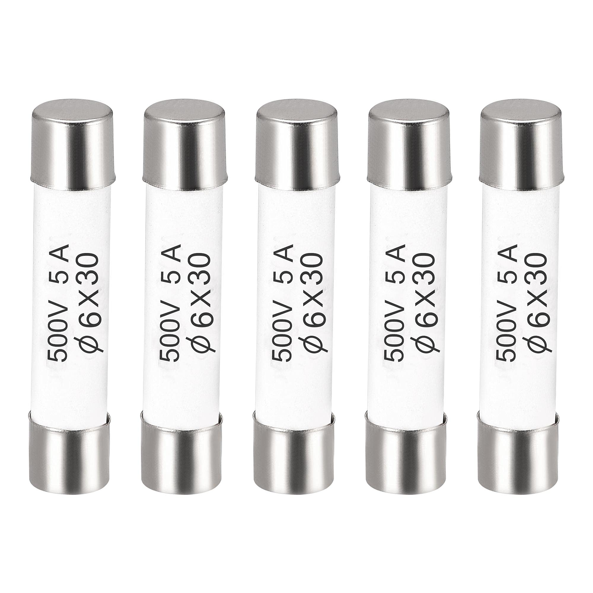 uxcell Ceramic Cartridge Fuses 5A 500V 6x30mm Ceramic Fuses Fast Blow ...