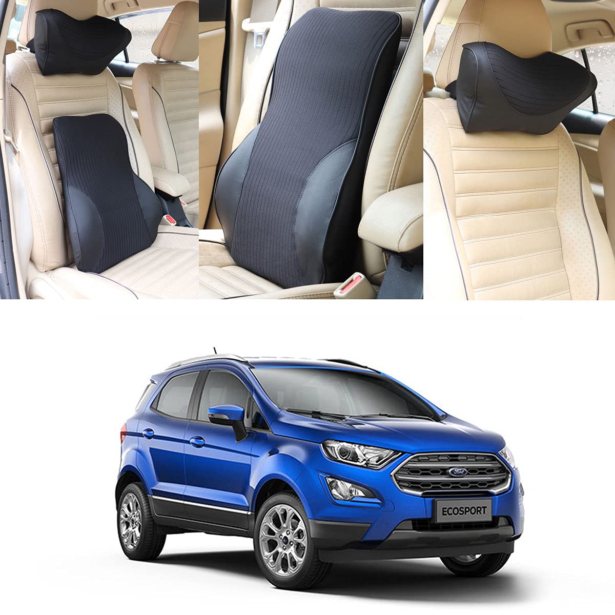 Oshotto Leatherite Finish Lumbar Support for Office Chair Memory Foam ...