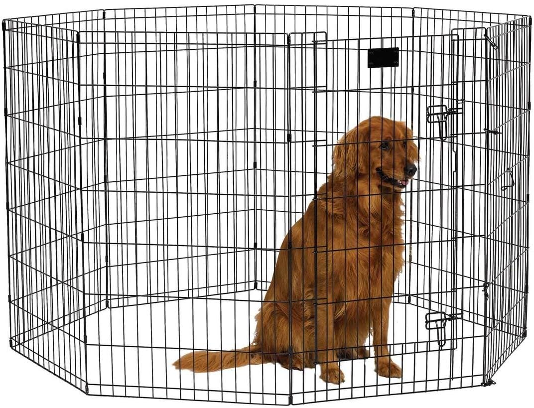 Midwest Foldable Metal Exercise Pen/Pet Playpen, Black w/Door 24" W x ...