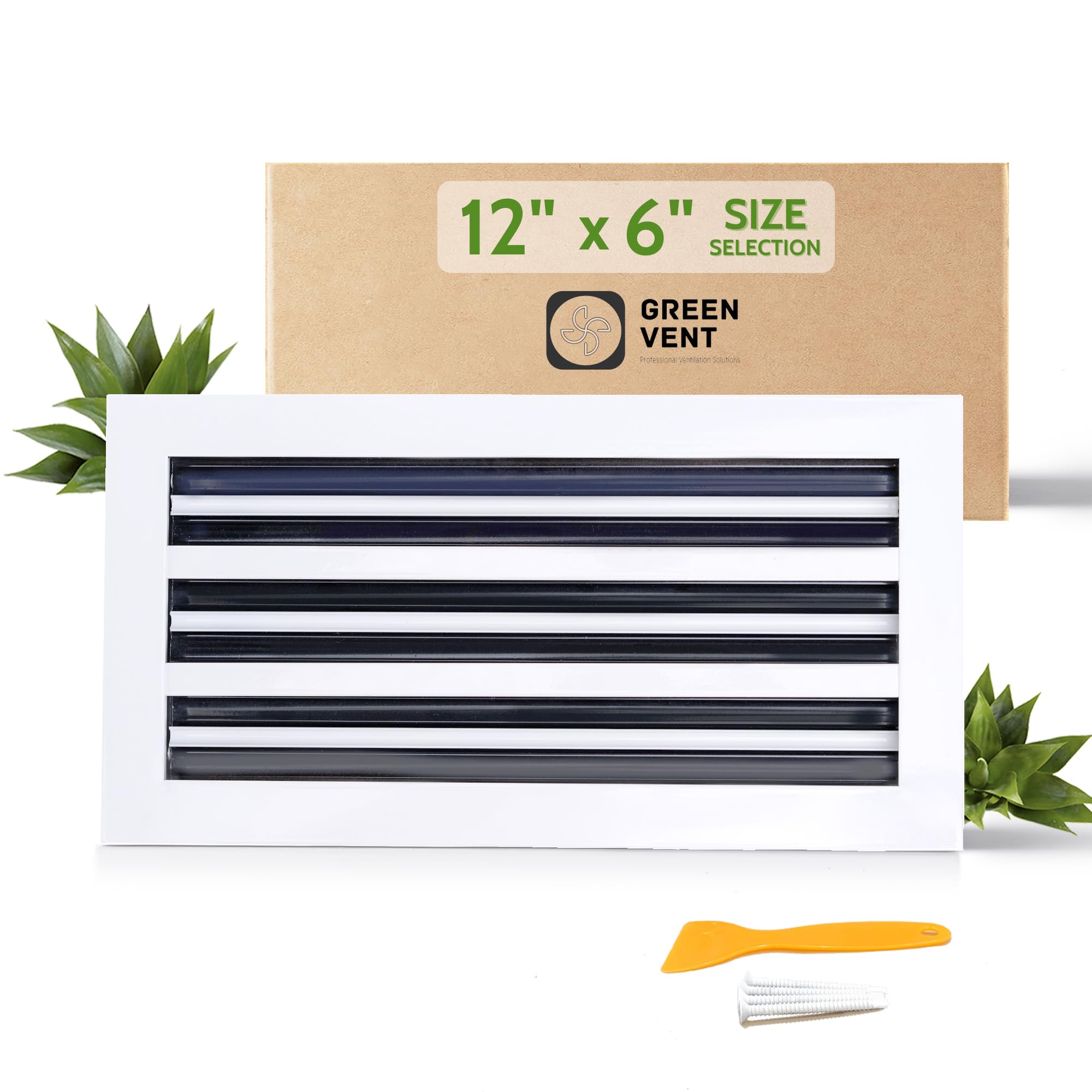GREEN VENT - Vent Cover 12x6 - Decorative White Aluminum Air Vent ...