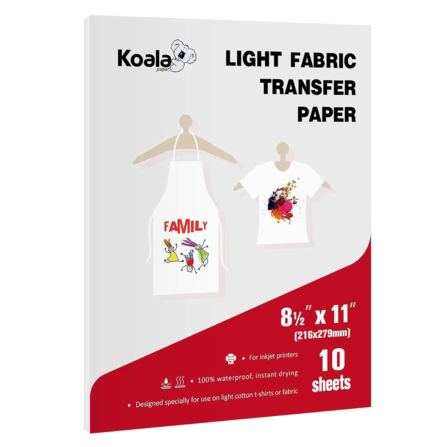Koala Light T shirt Transfer Paper For Light Color Fabric 8 5X11 Inches koala-light-t-shirt-transfer-paper-for-light-color-fabric-8-5x11-inches