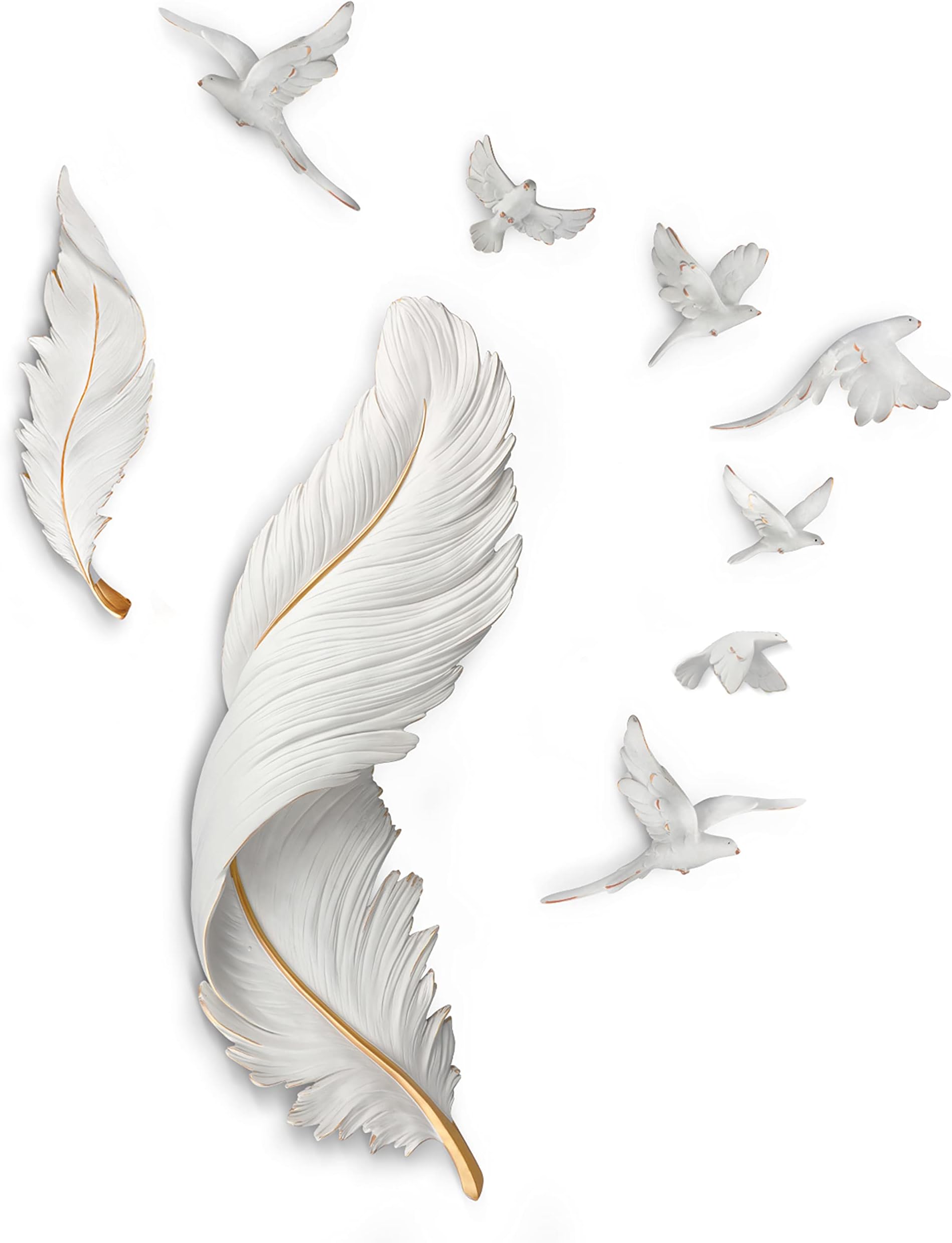 Amazon.com: Metal Feather Wall Decor with 7 Flying Birds, Elegant Large ...