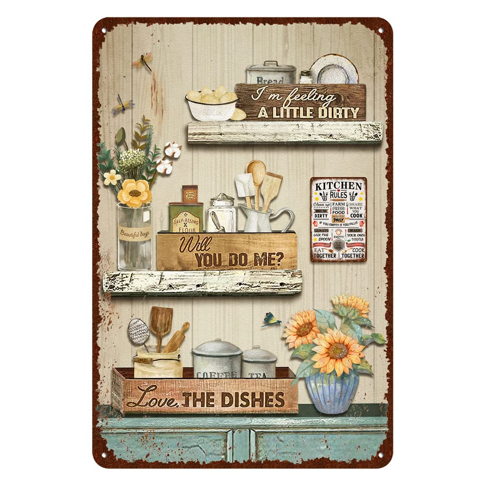 Amazon.com : Vintage Farmhouse Kitchen Sign Kitchen Metal Signs Rustic ...