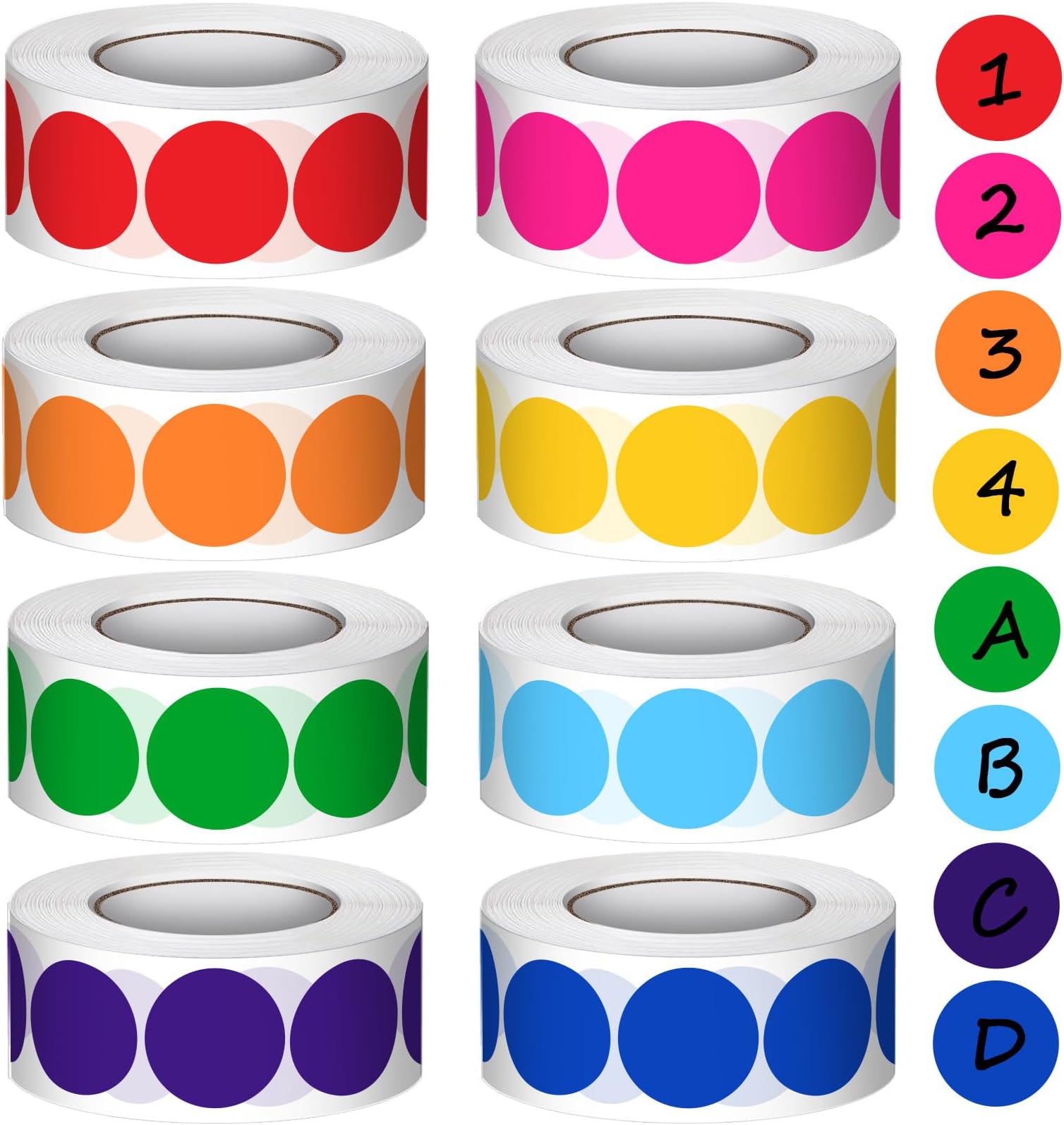 4000 Pcs 20mm Coloured Dot Sticker 8 Assorted Colours Sticky Dots ...