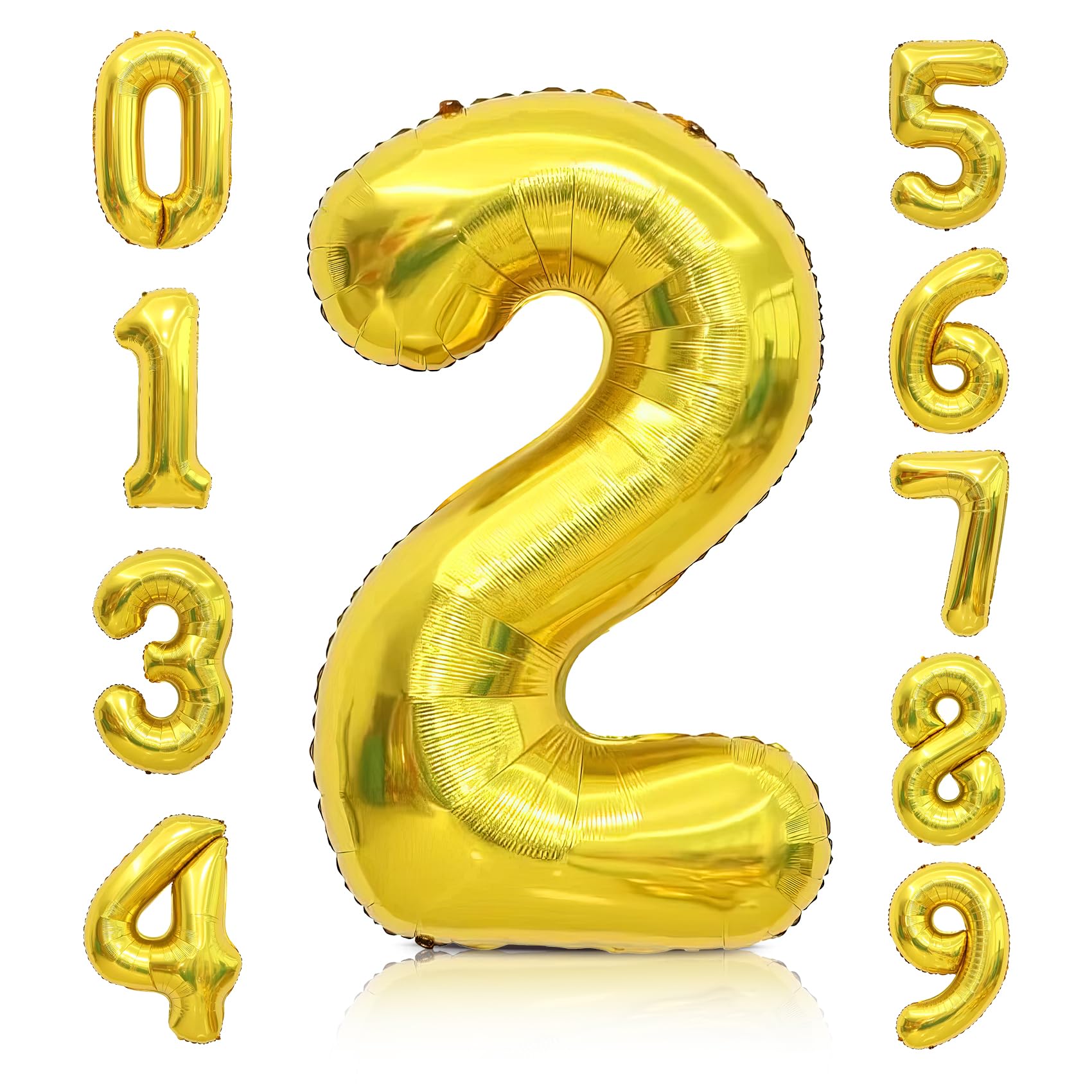 Amazon.com: Number 2 Balloon Gold Number Balloons 40 Inch Birthday ...