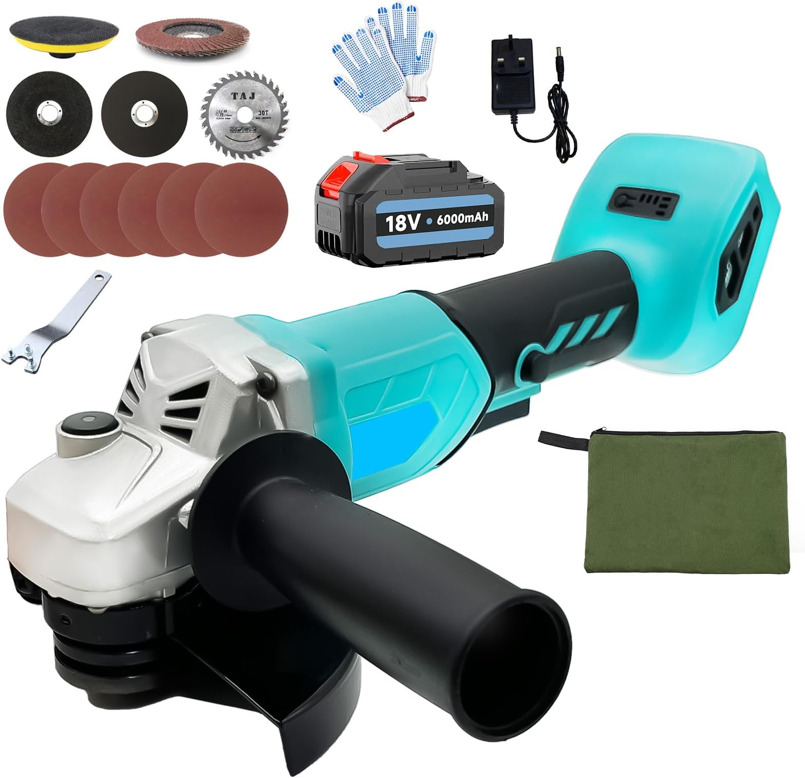 Cordless Angle Grinder 18V Brushless Angle Grinder Tool w/ 6.0Ah ...