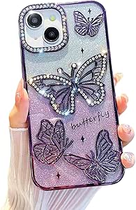Amazon.com: Fycyko Compatible for iPhone 13/14 Case with Luxury Glitter Plating Cute Butterfly ...