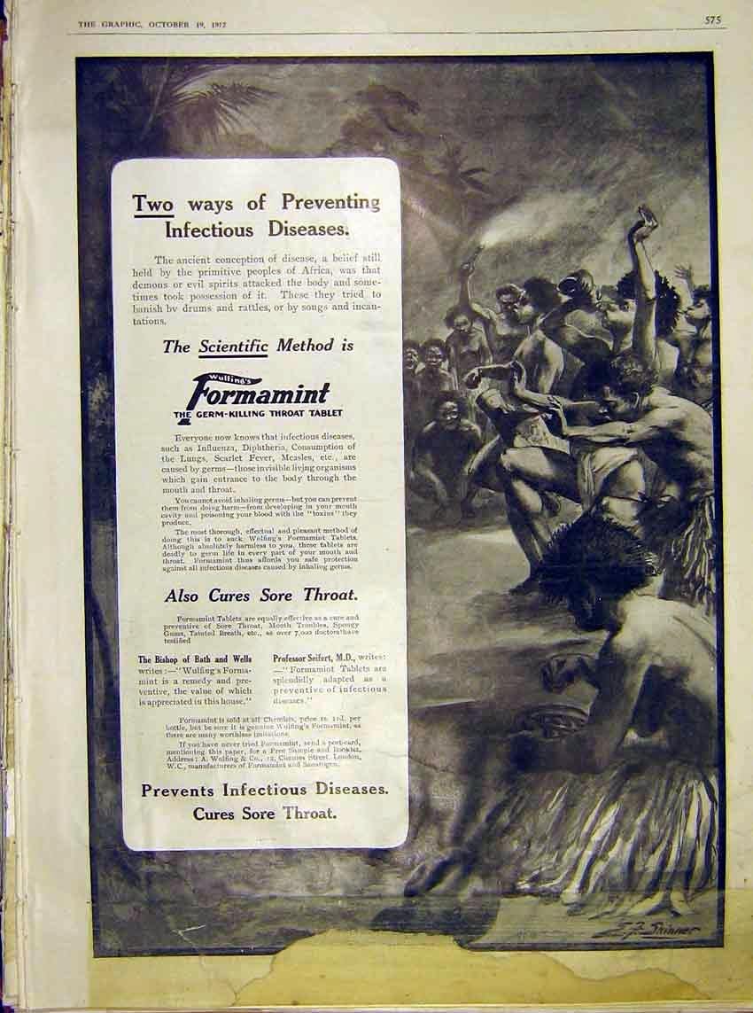 Amazon｜広告 Formamint の細菌殺害の喉のタブレットの印刷物 1912 年｜アートワーク・ポスター オンライン通販