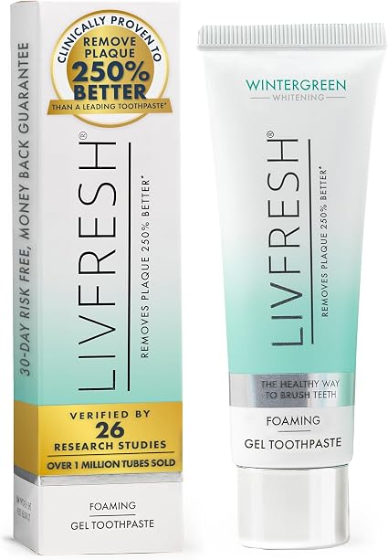LIVFRESH Toothpaste Gel, Clinically Proven to Remove Plaque 250% Better ...