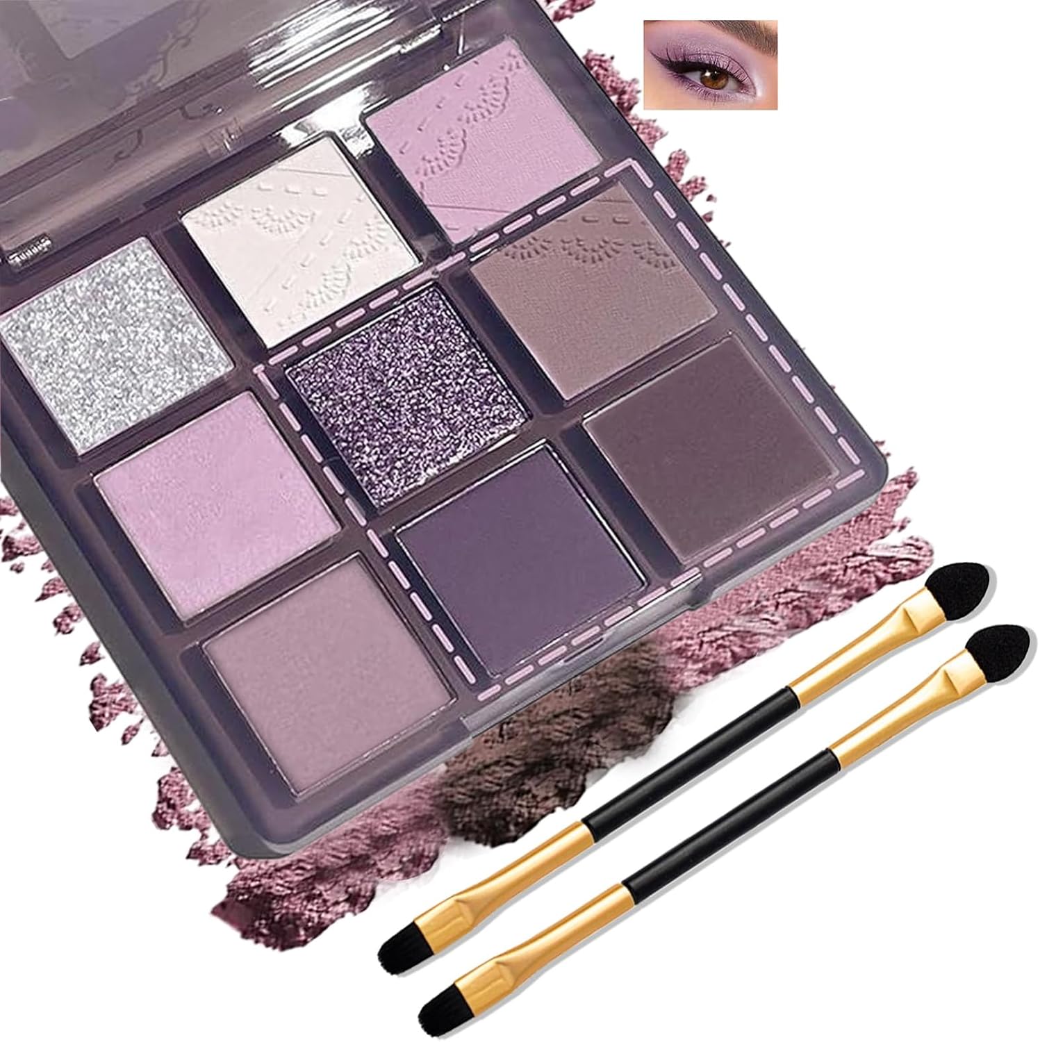 Purple Eyeshadow Palette – 9-Color Matte & Glitter Shades, Highly ...