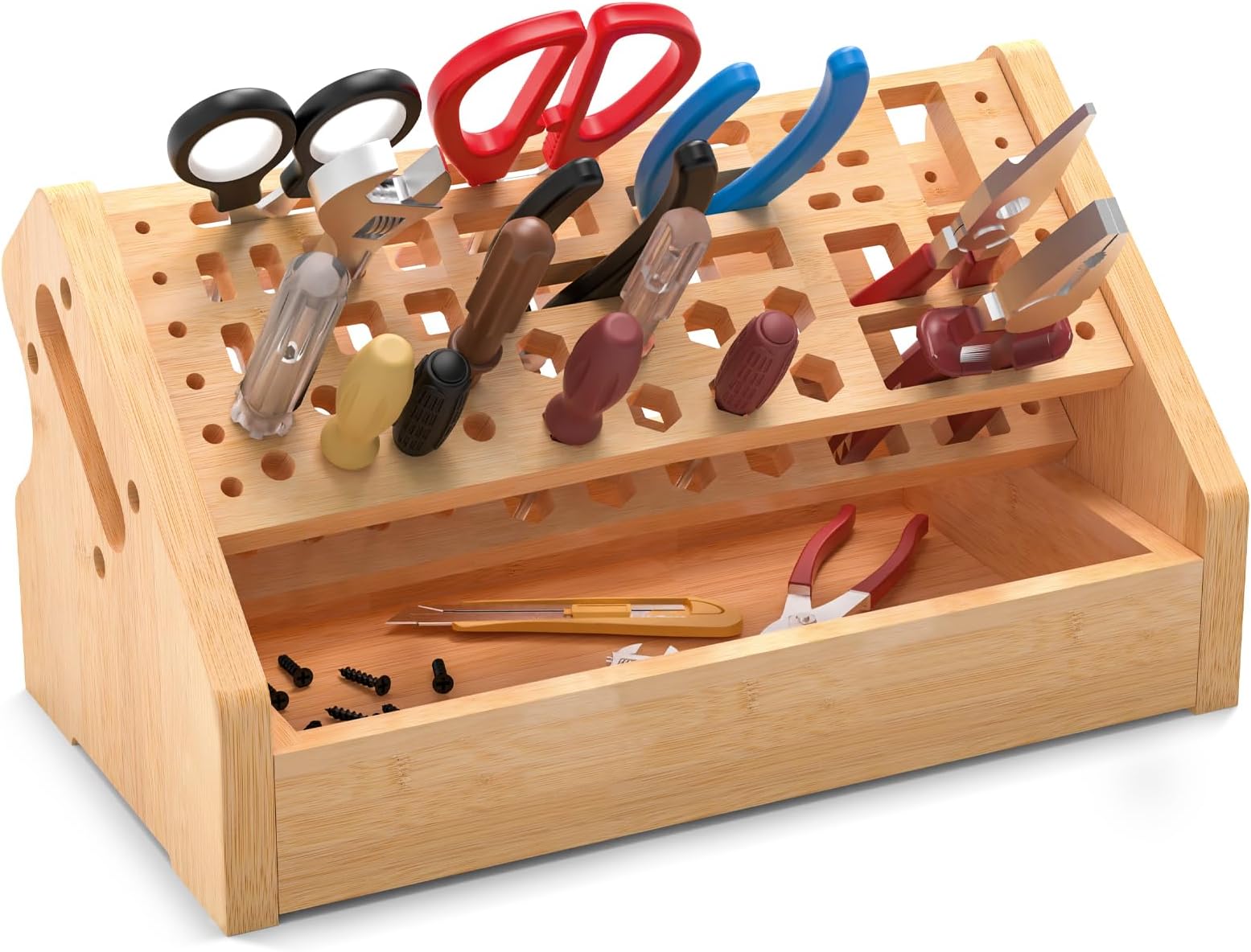 Amazon.com: Wokyy Bamboo Screwdriver Organizer Rack, Desktop Hand Tools ...