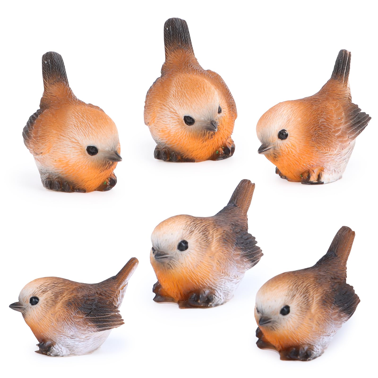 BETESSIN 6 Pcs Robin Cake Decoration 3x2x3cm Bird Miniature Ornaments ...