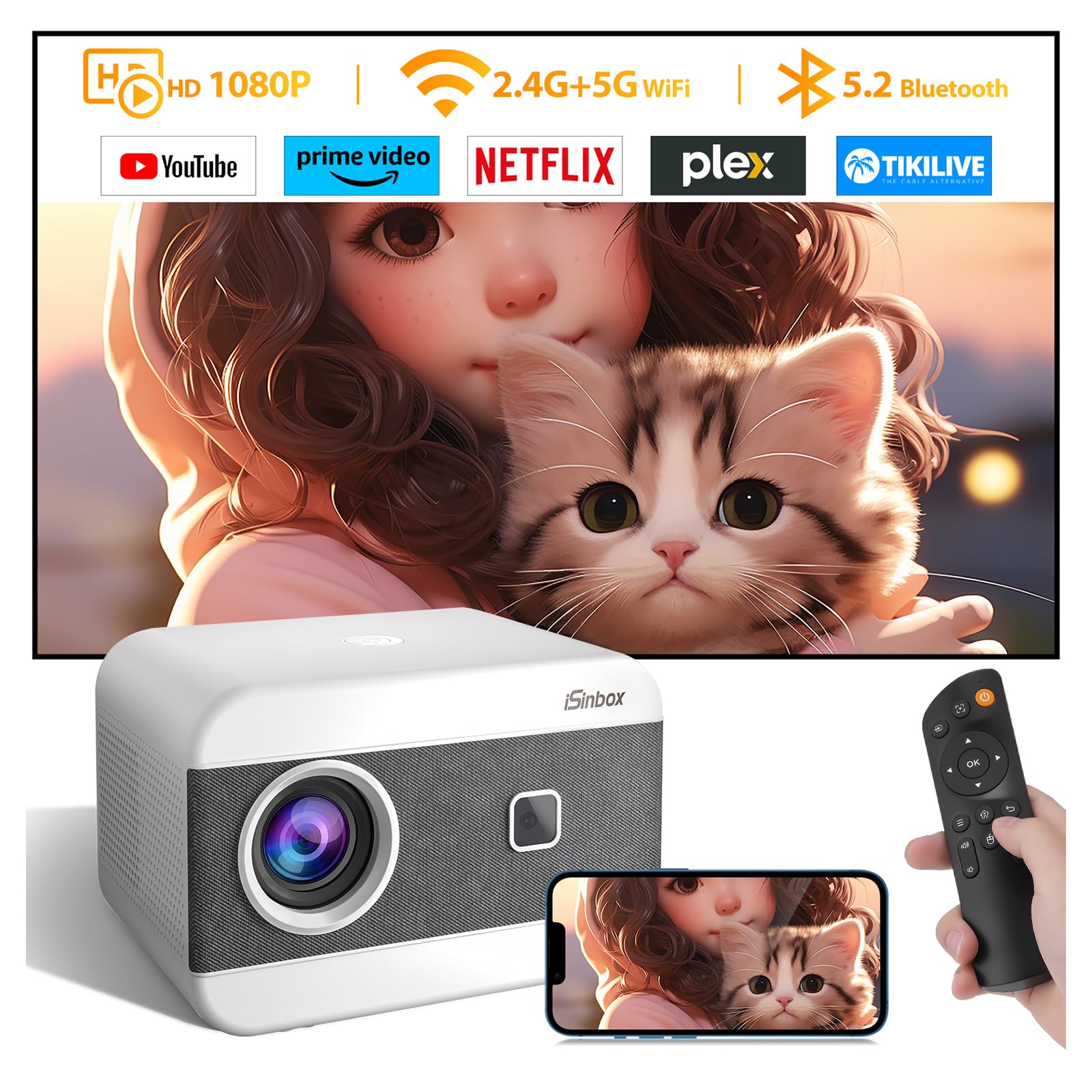 Amazon.com: Mini Projector 20000L Wifi and Bluetooth Projecor 1080P ...