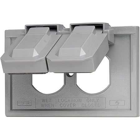 Leviton 4986-GY 1-Gang Duplex Device Wallplate Cover, Oversize, Weather ...