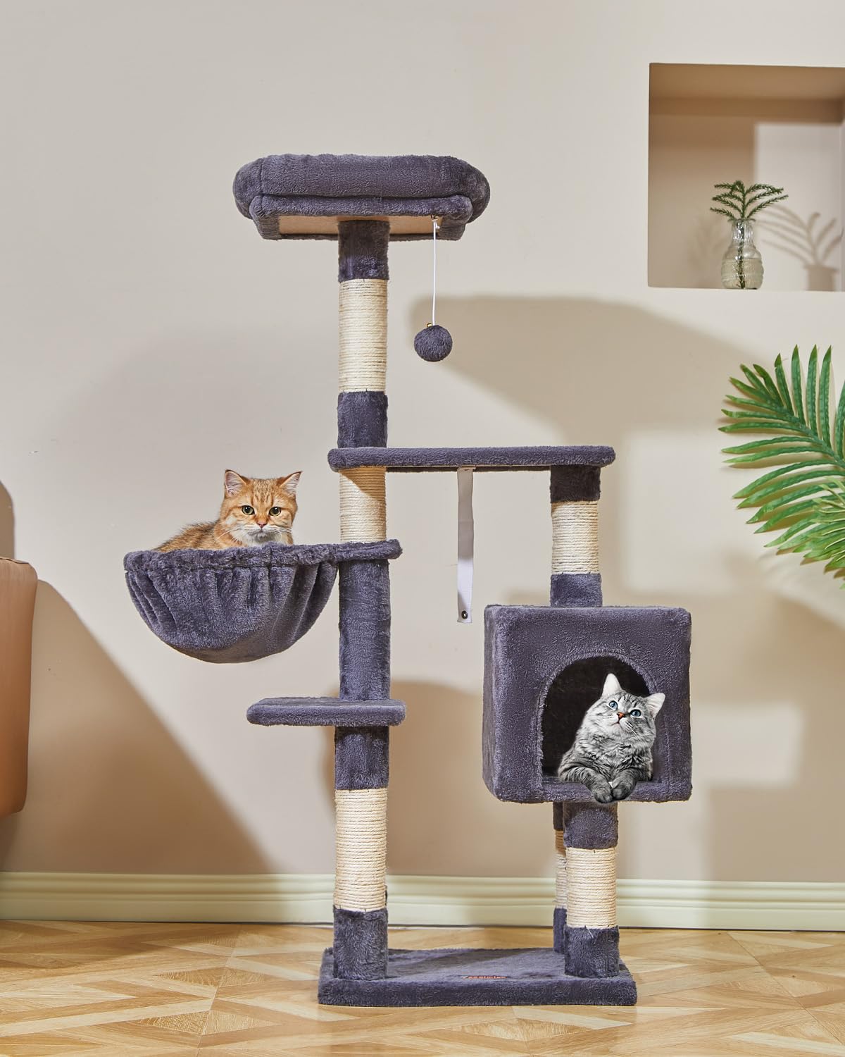 Cat Tree, 44.5-Inch Cat Tower for Indoor Cats, Multi-Level Cat Condo ...
