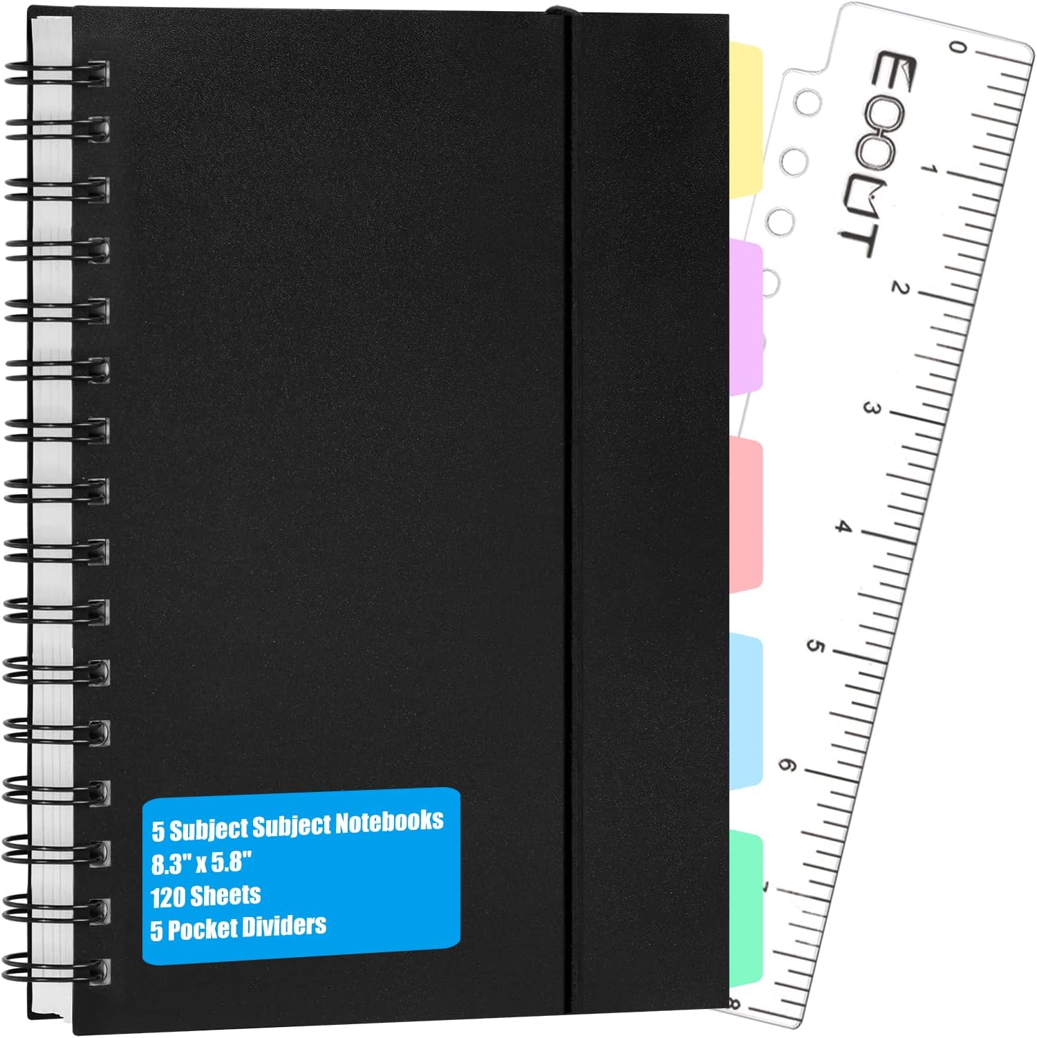 Amazon.com : EOOUT A5 Subject Spiral Notebooks with Tabs, 8.3 x 5.5 ...