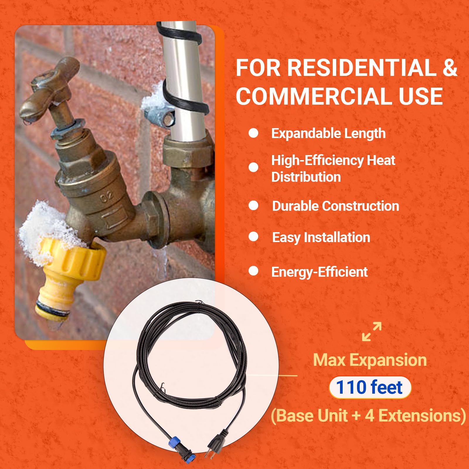 Snapklik.com : Pipewarmer Expandable Heat Wire, Durable, Energy ...