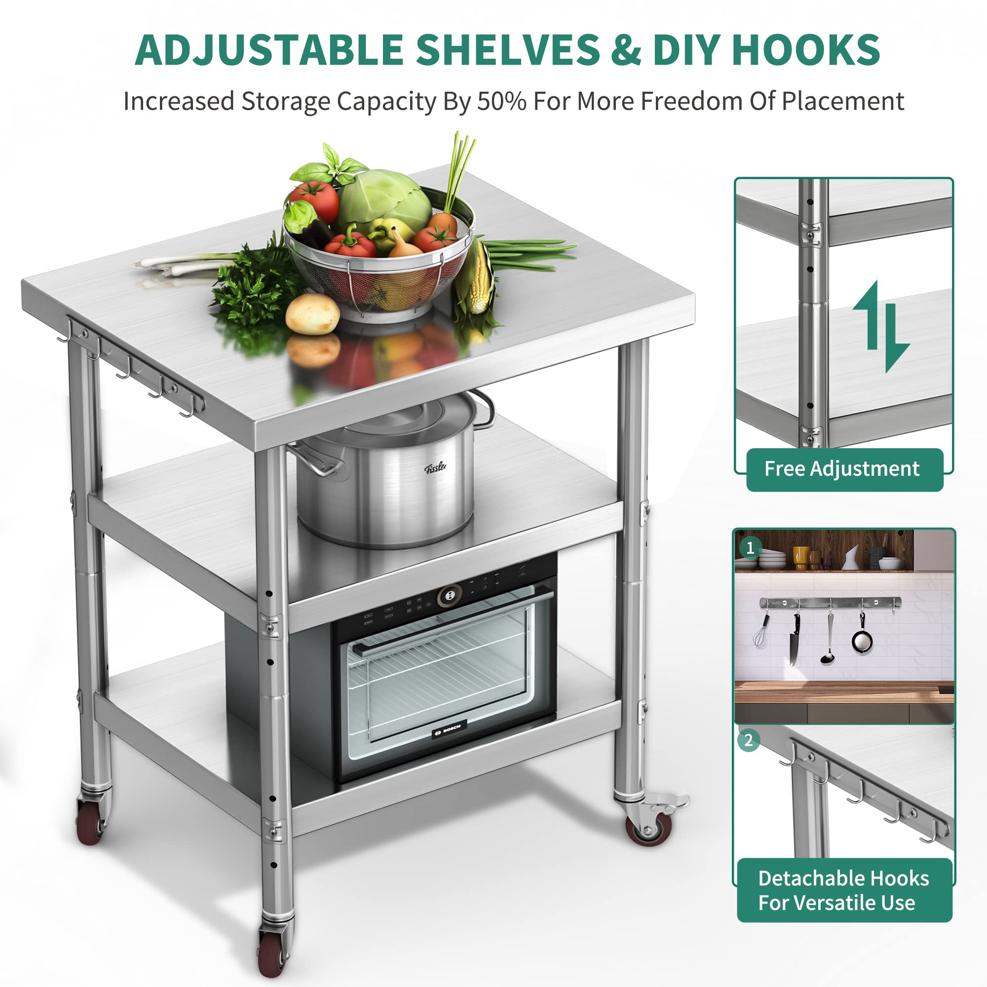 Snapklik.com : YITAHOME Stainless Steel Table, 36 X 24 Work Table