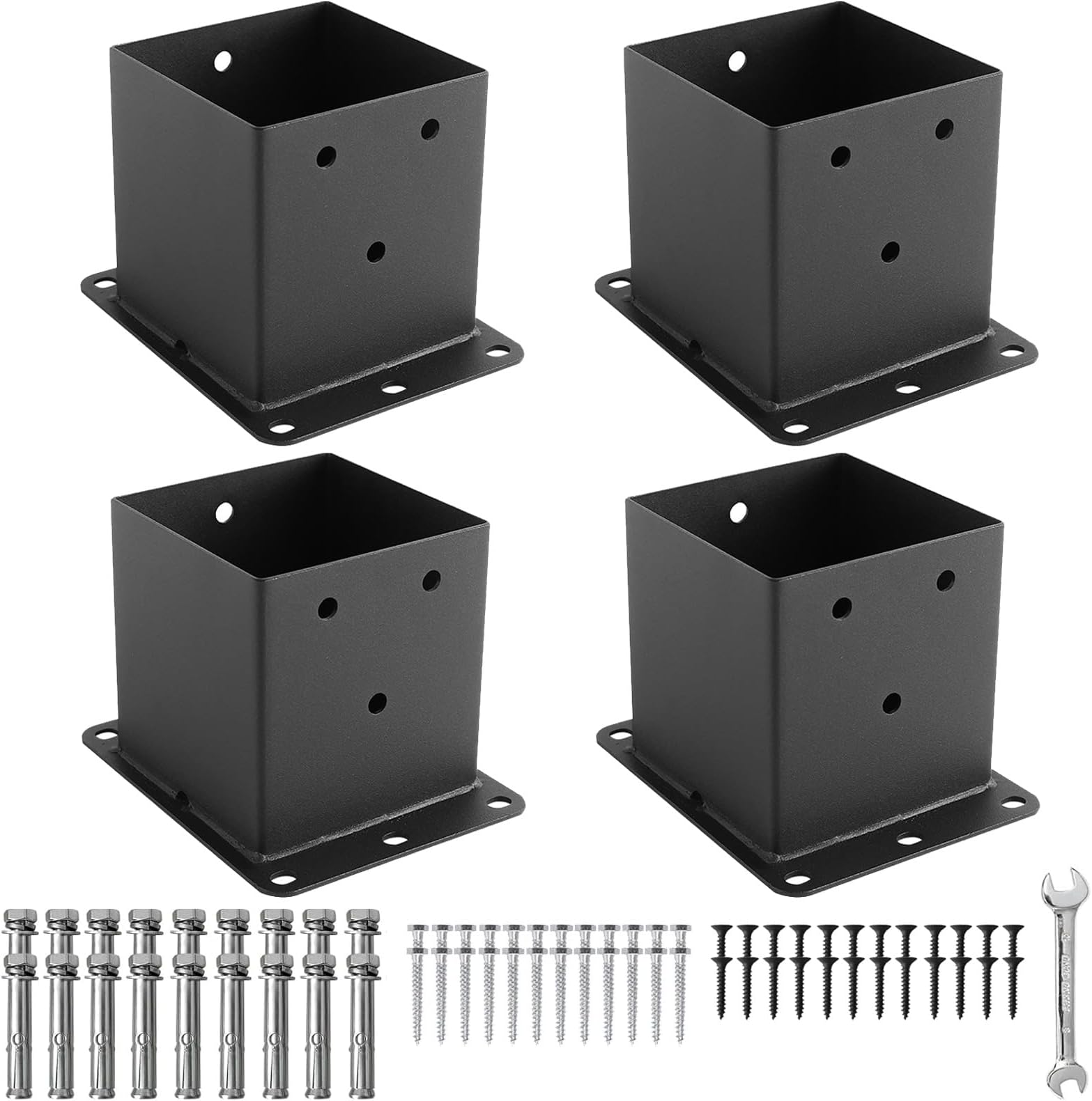 4x4 Post Base 4 Pcs, (Inner Size 3.6x3.6) Railing Post Brackets, Heavy ...