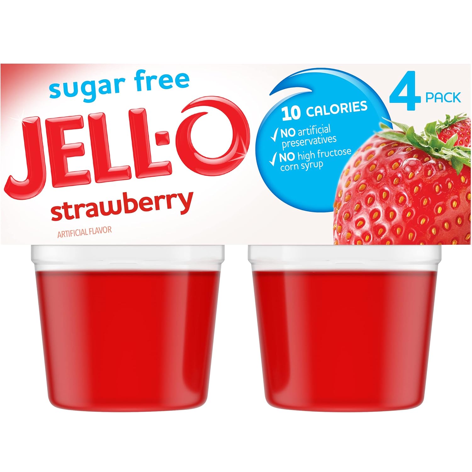 Buy Jell-O Strawberry Sugar Free Refrigerated Red Jello Cups Gelatin Snack (4 ct Cups) Online at ...