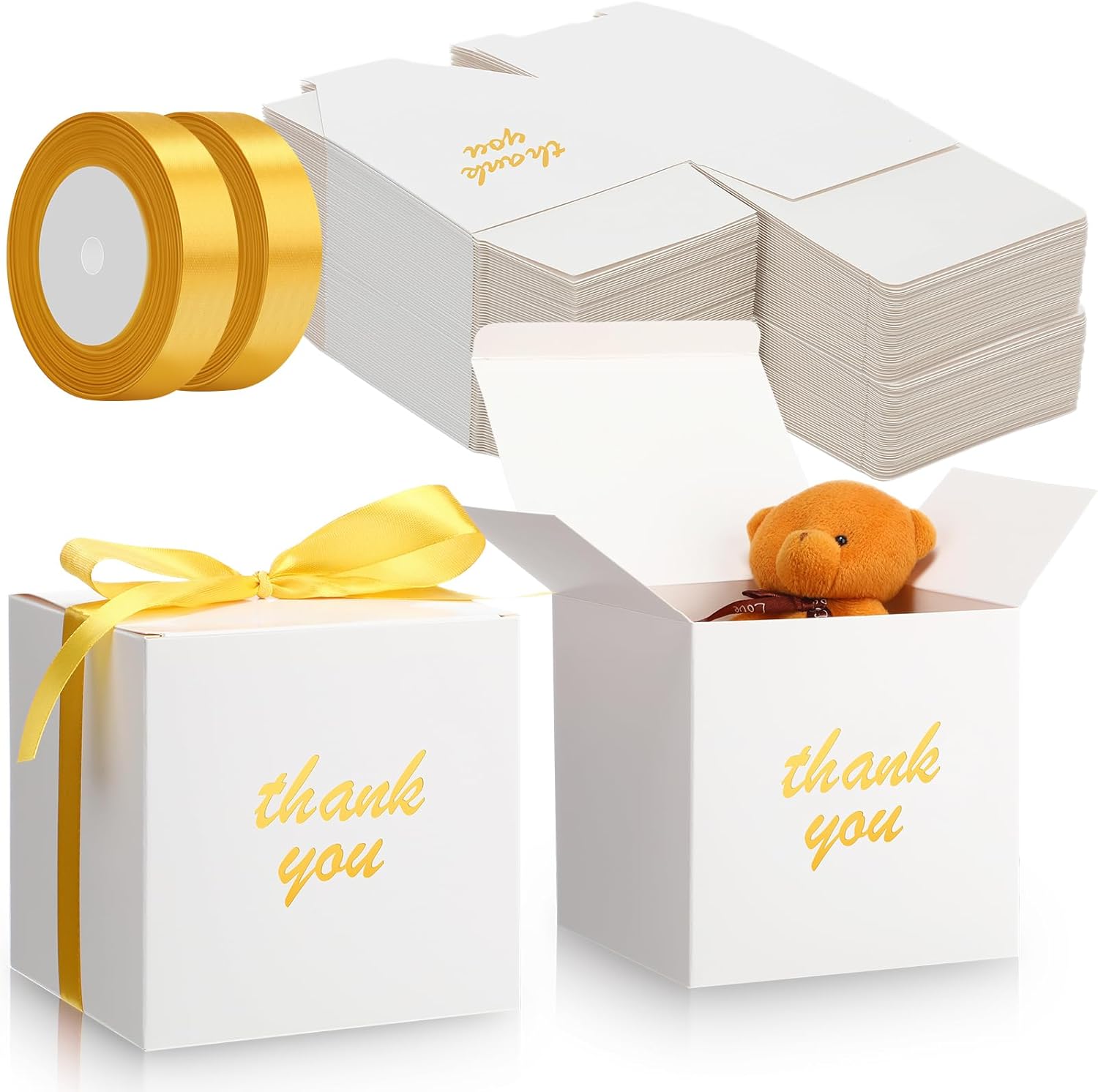 Amazon.com: Cholemy 48 Pcs White Gift Boxes 5 x 5 x 5 Inch White Paper ...