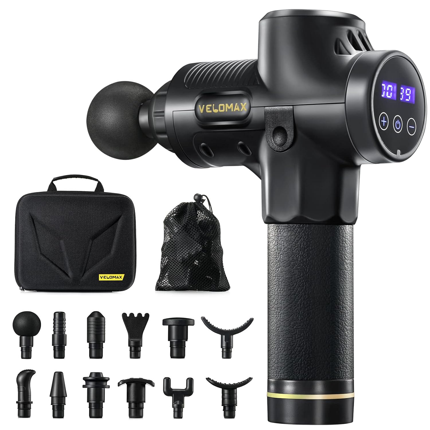 VELOMAX Brushless Professional Massage Gun Deep Tissue with 12 Massager ...