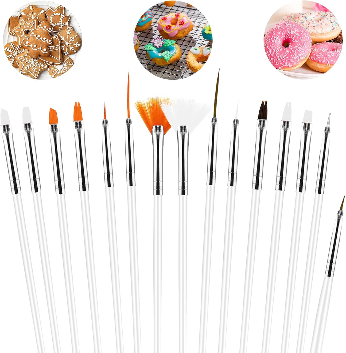 Amazon.com: Aster 15Pcs Cake Decorating Brushes, Cake Painting Brushes ...