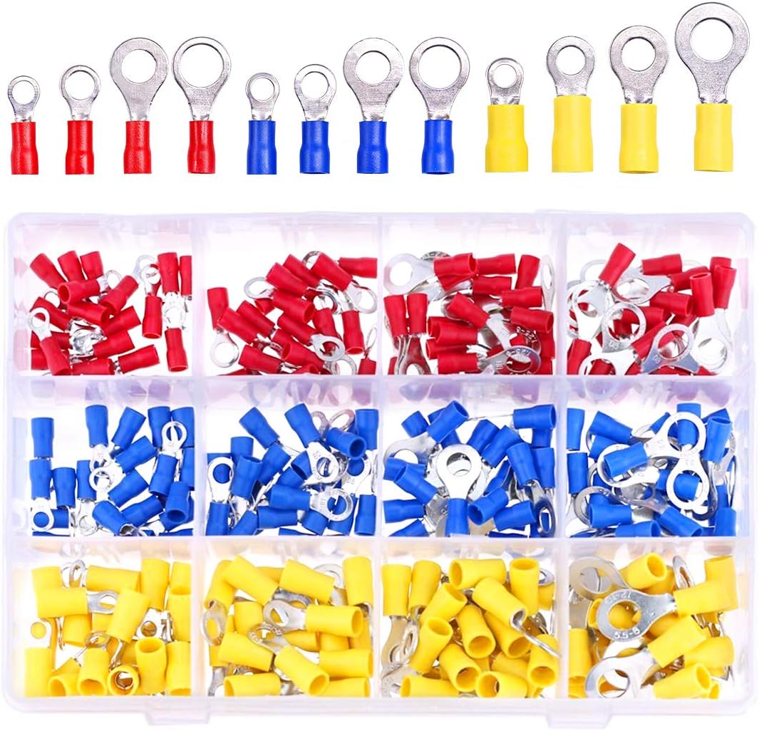 Hilitchi 240 Pcs Insulated Terminal Ring Electrical Wire Crimp ...