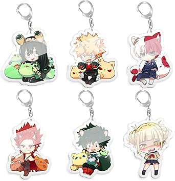 Amazon.com: YLEAFUN 6/8 Pcs MHA Keychains set Cute Acrylic Pendant ...