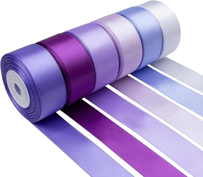 Amazon.com: Mlurcu Purple Satin Ribbon 1 Inch Wide Lavender Light ...