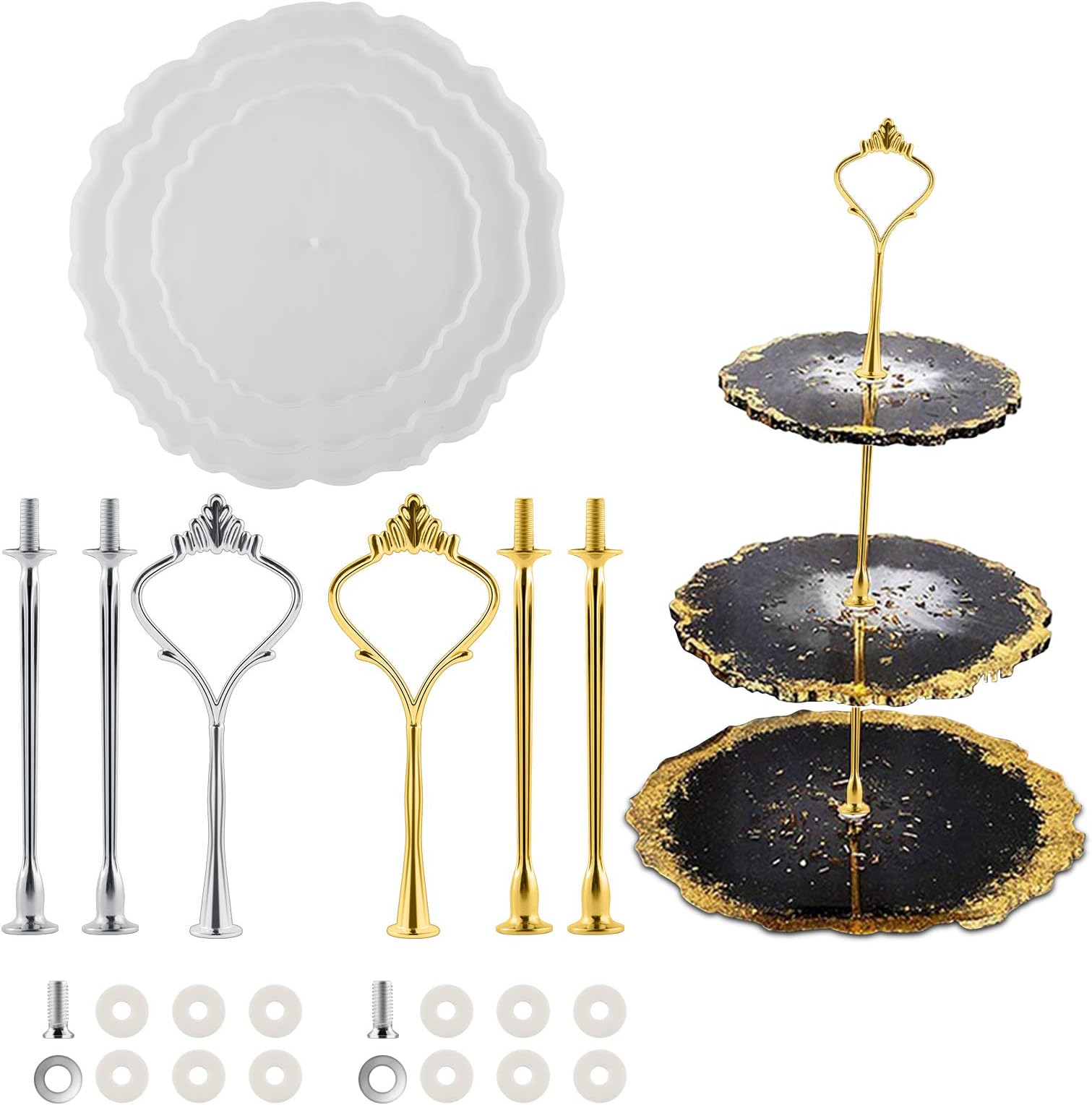 Amazon.com: 6 Sets Cake Tier Stacking Kit - 3 Tier Stand with Crown ...