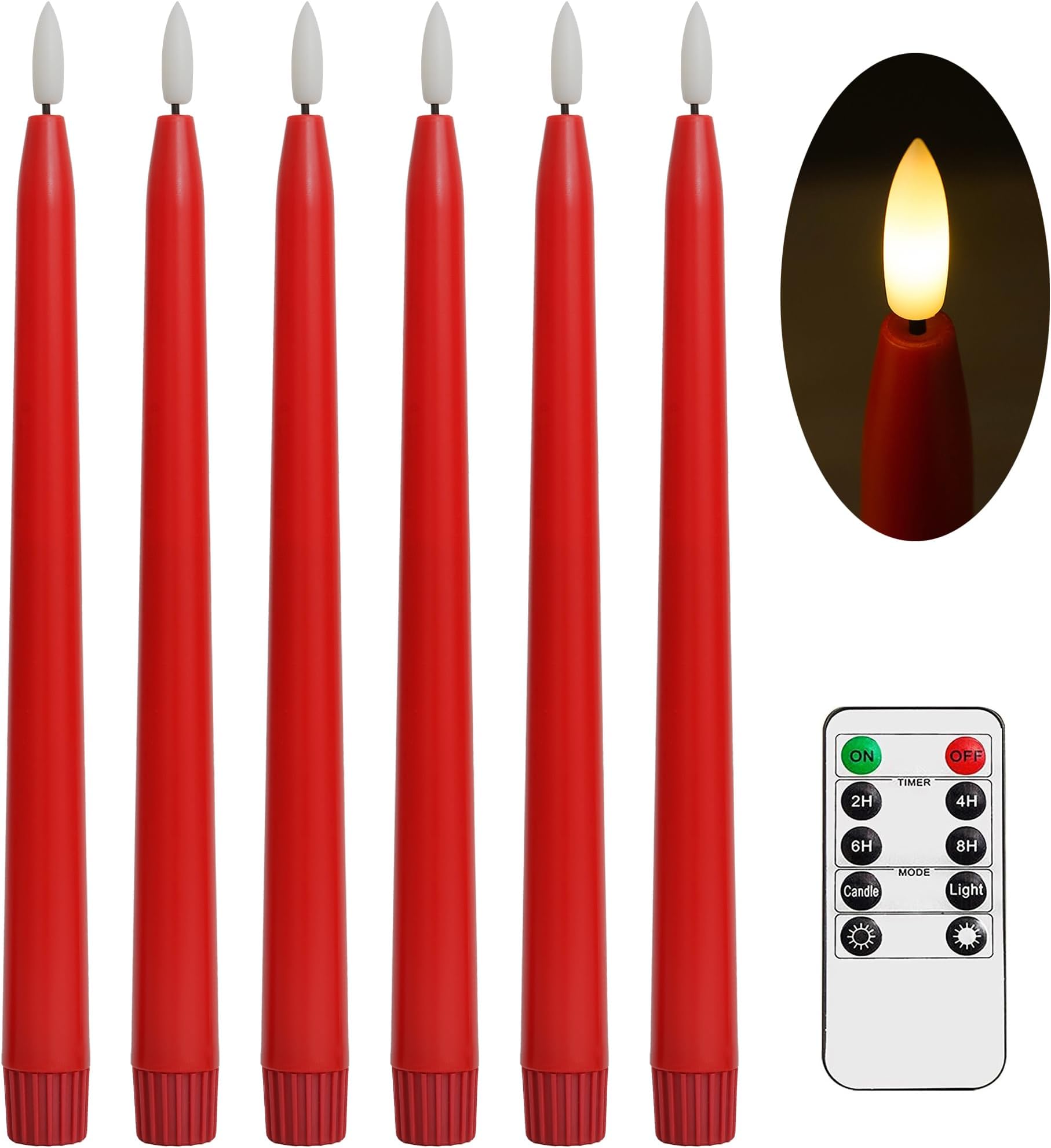 Amazon.com: Lights4fun, Inc. Set of 4 Red Wax Battery Operated Remote ...