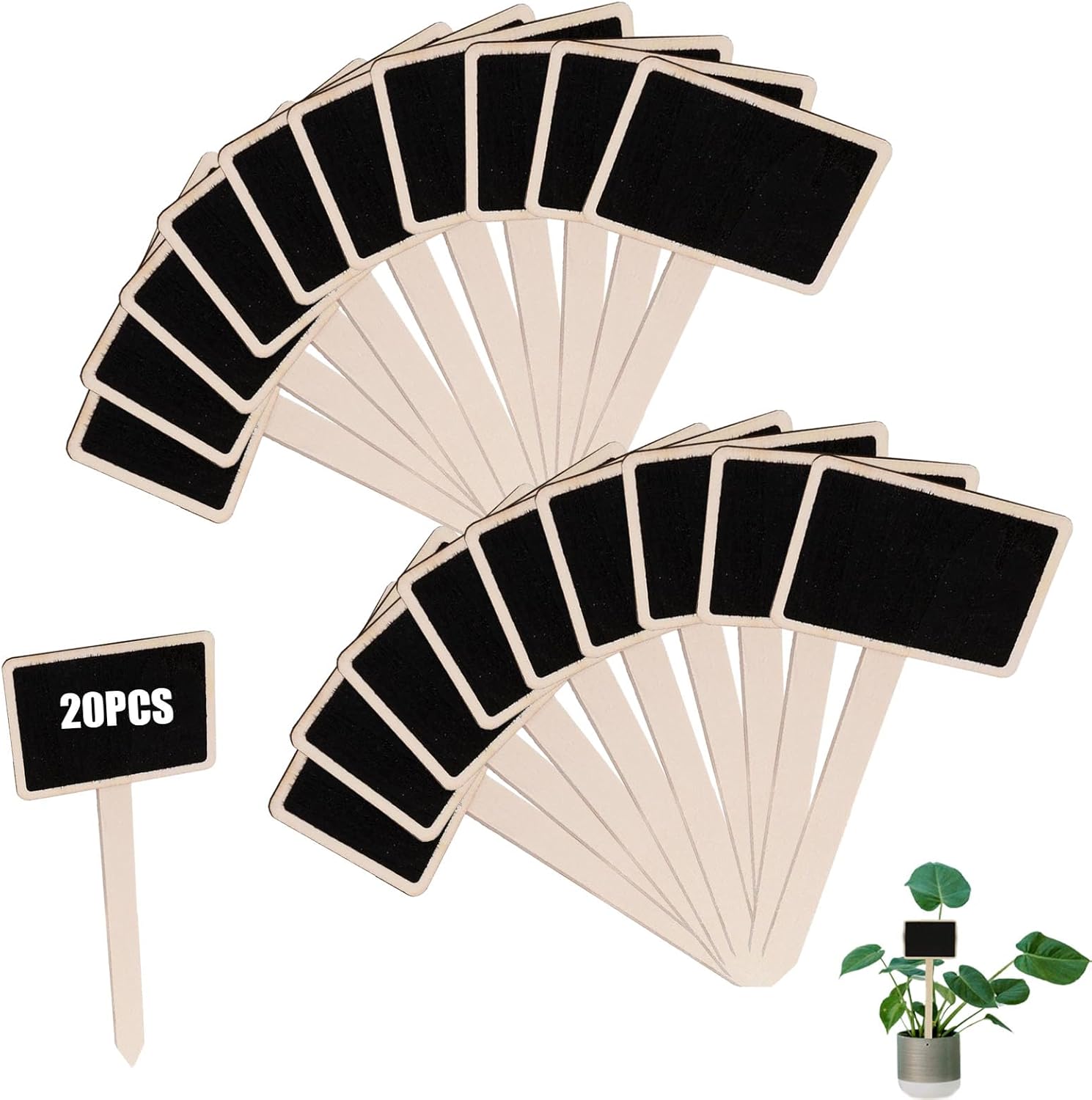 20 Plant Markers,Wooden Garden Labels, Plant Tags for Outdoor ...