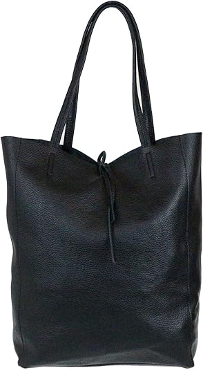 Girly HandBags Womens Open Top Genuine Leather Handbag Black: Handbags ...