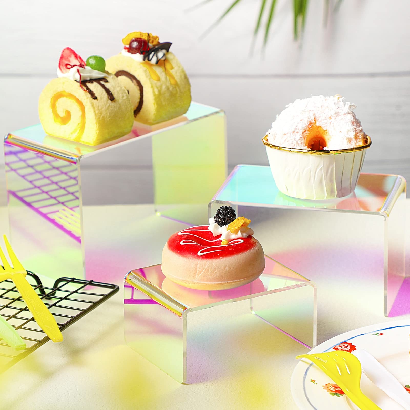 Set of 9 Iridescent Acrylic Display Risers Acrylic Display Shelf ...