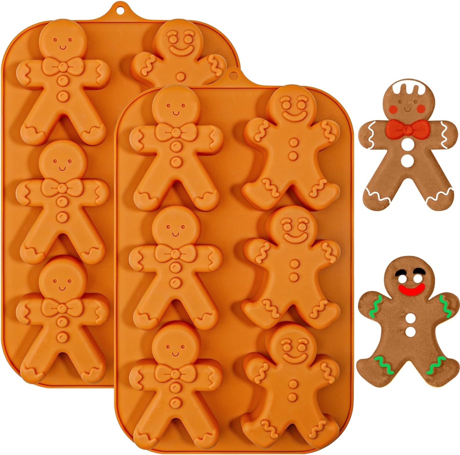 Amazon.com: 2-Pack Christmas Gingerbread Man Molds - MoldFun Silicone ...
