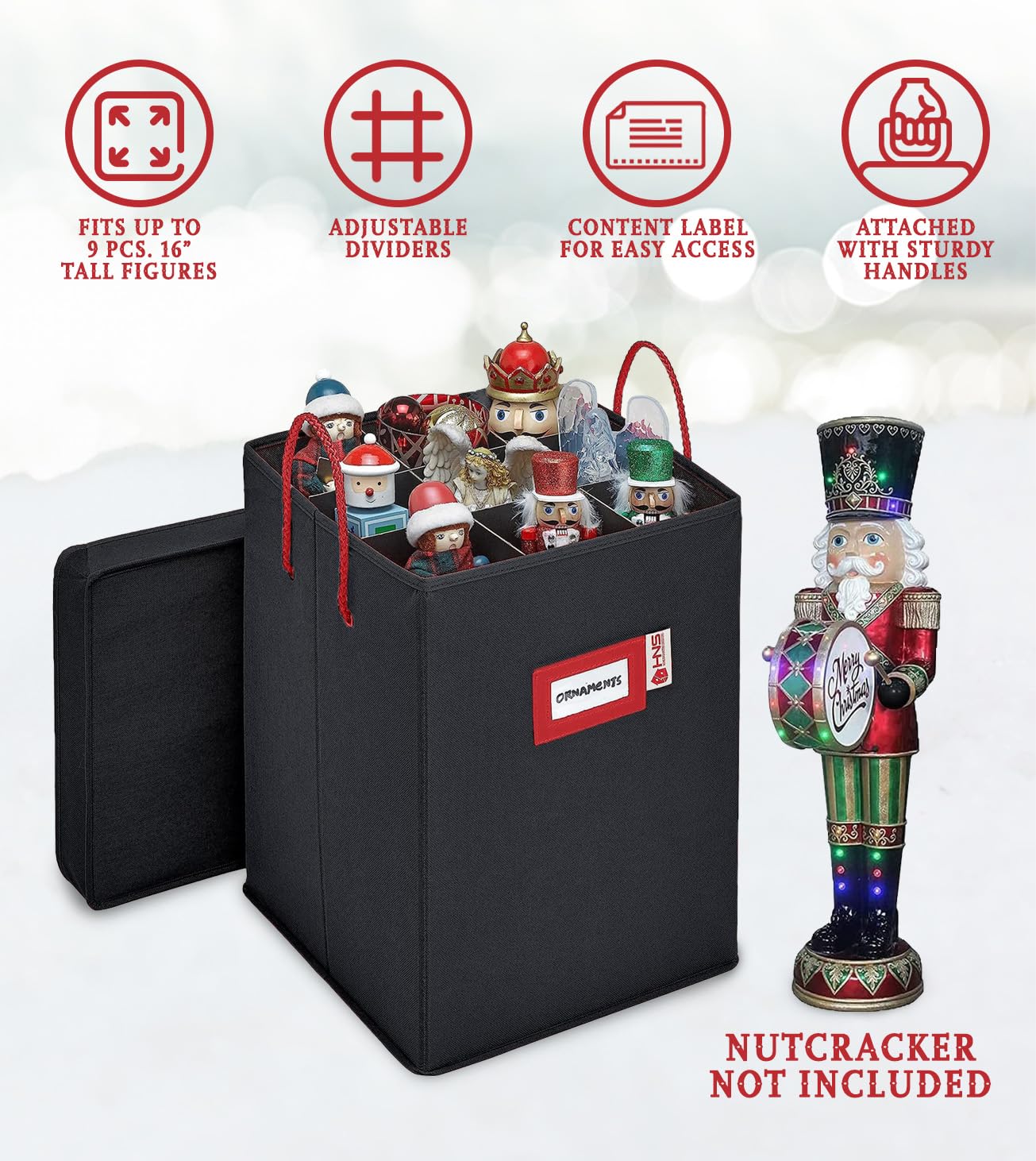 Christmas Decor Organizer Christmas Nutcracker Storage Box - Holds 9 ...