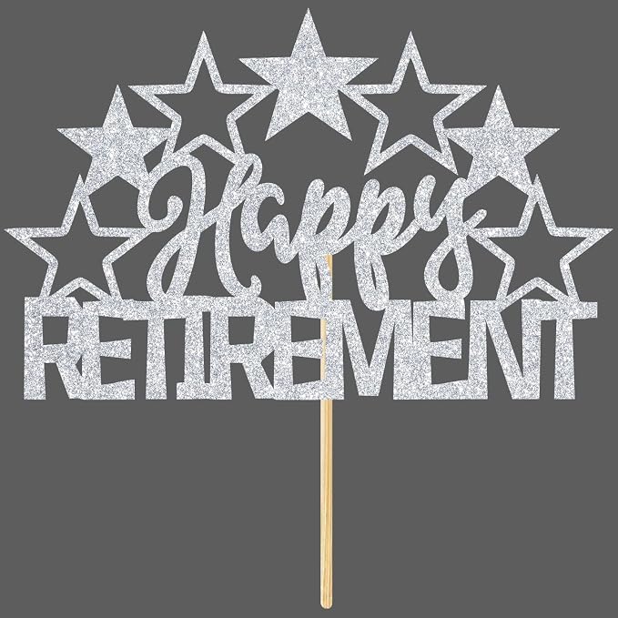 Amazon.com: Silver Glitter Happy Retirement Cake Topper - I'm Retired ...