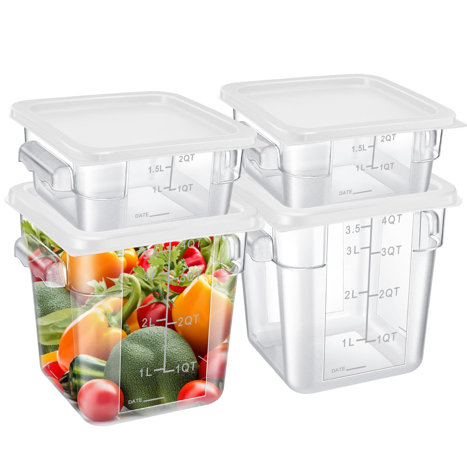 Amazon.com: Barydat 4 Pcs Food Storage Container with Lids Set 2qt and ...