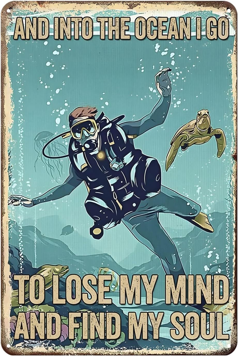 Amazon.com: Vintage Scuba Diving Poster Metal Sign And Into The Ocean I ...