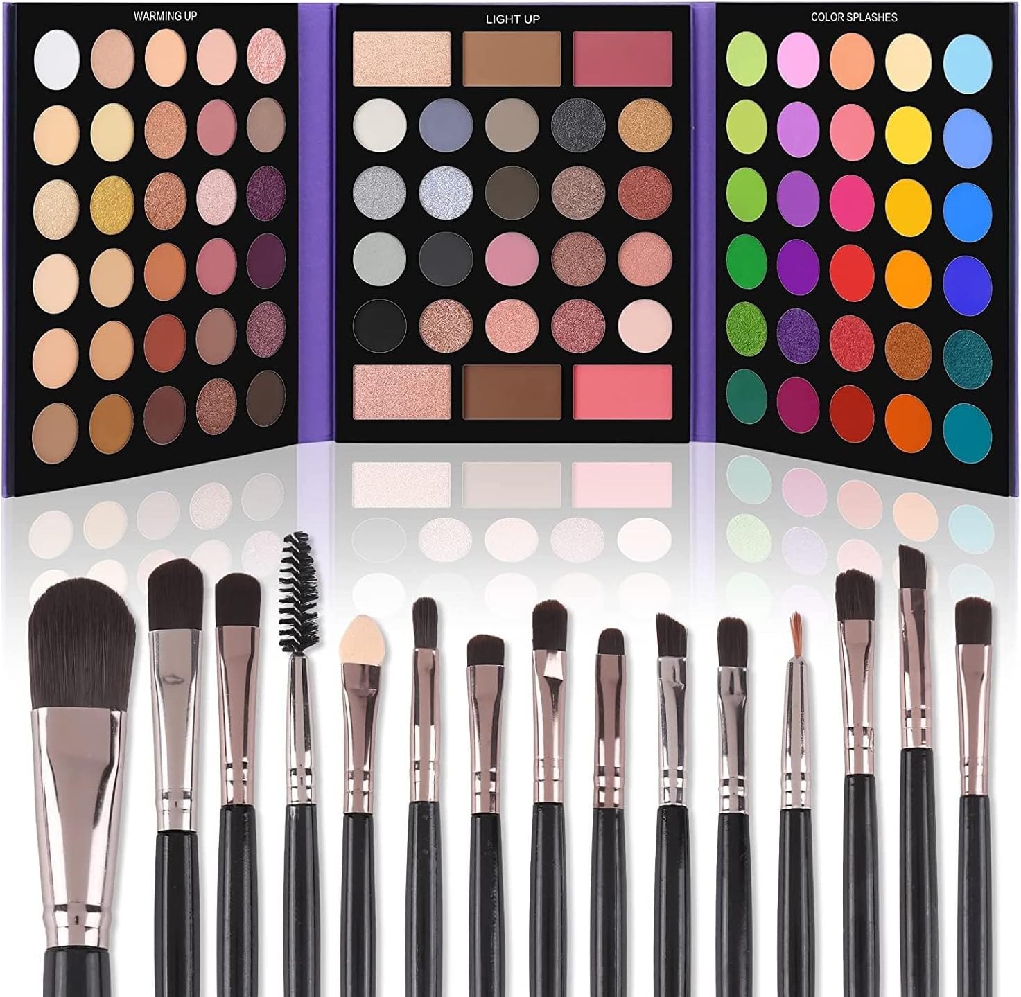 UCANBE Eyeshadow Palette with 15Pcs Brushes Makeup Set, Pigmented 86 ...