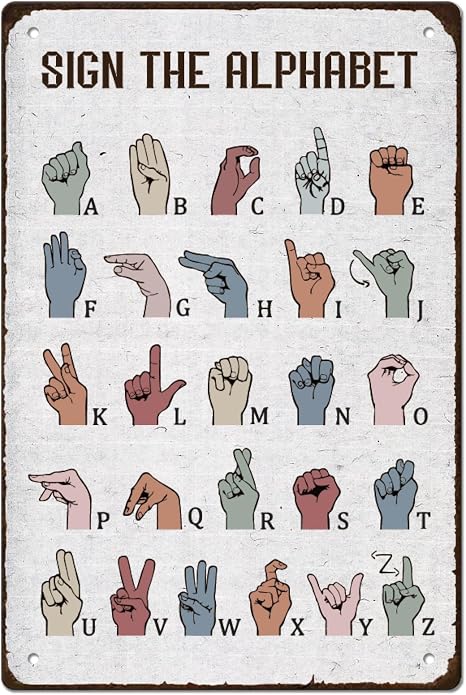 SUPERDANT Plaque Metal Vintage ASL American Sign Language Alphabet ...