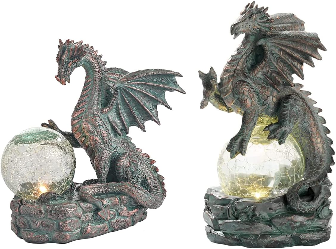 Amazon.com: TERESA'S COLLECTIONS Solar Dragon Garden Decor Bundle (2PCS ...