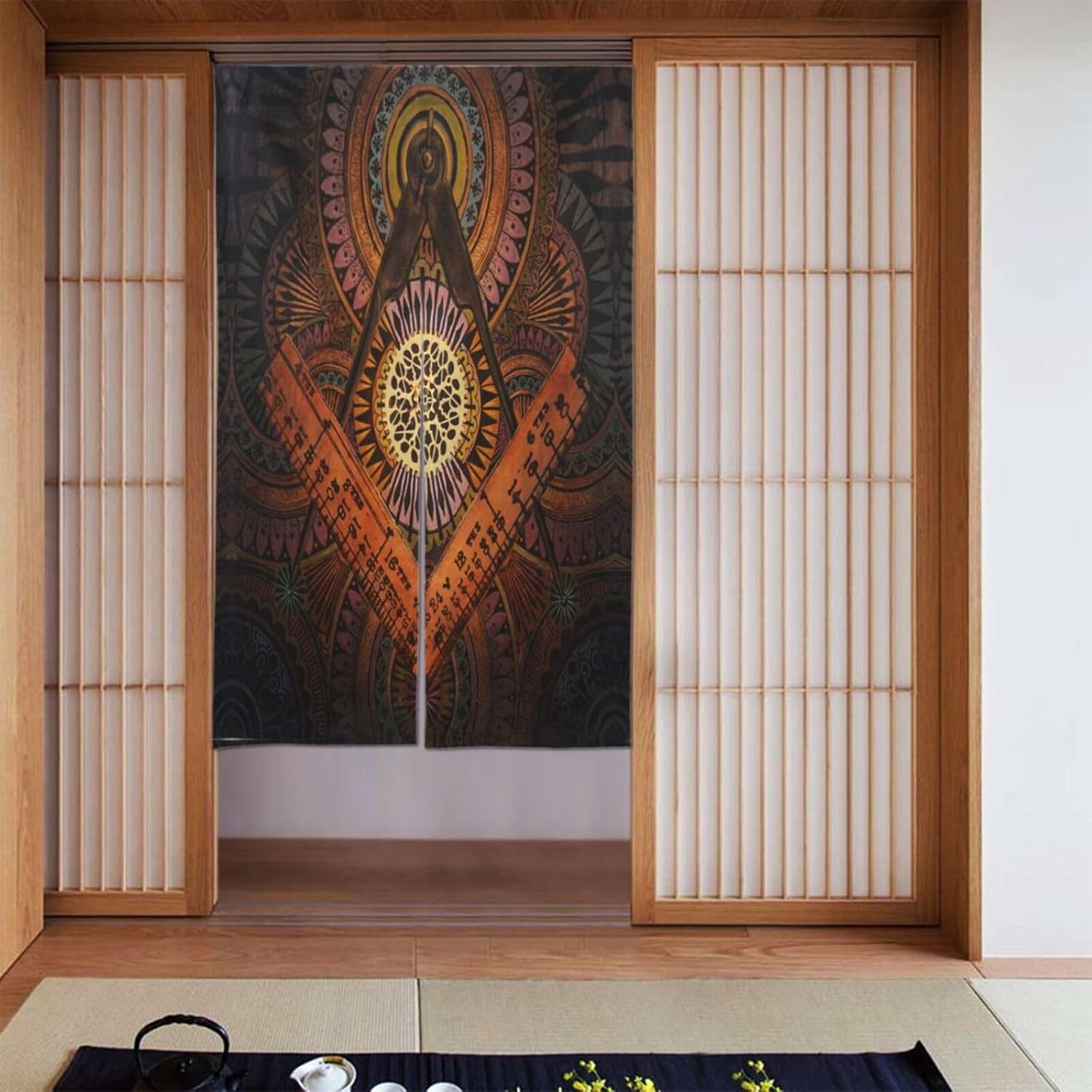 Amazon.com: Zychkrl Vintage Freemasonry Masonic Logo Door Curtains ...