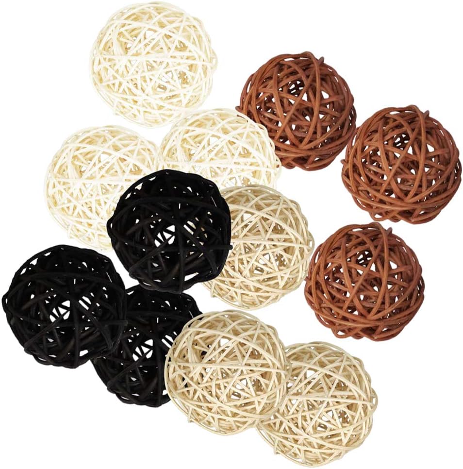 12-Pack Large 50mm Wicker Rattan Balls - Decorative Balls for Bowls ...