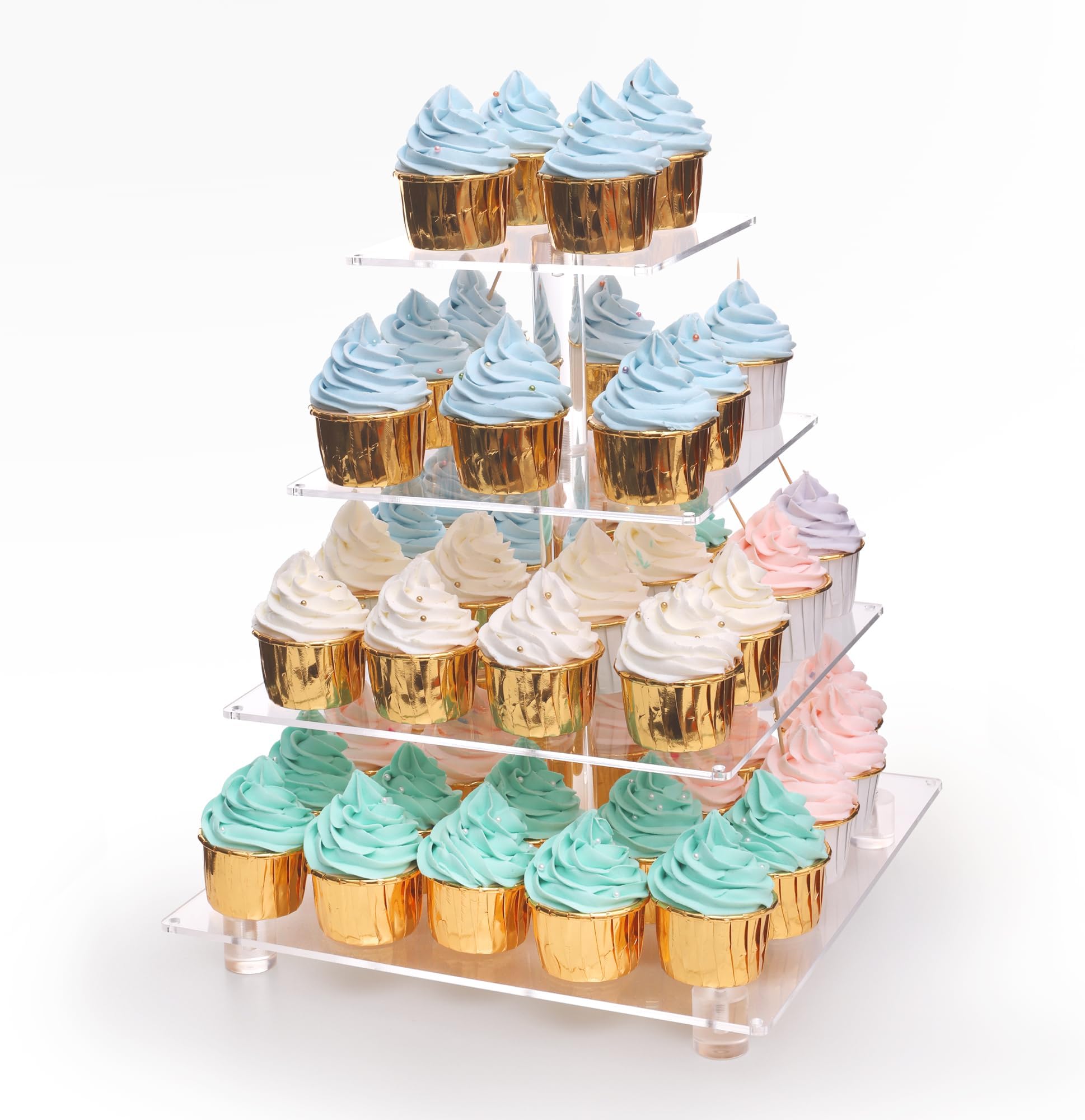 Amazon.com | YestBuy 4 Tier Round Acrylic Cupcake Stand with Base ...
