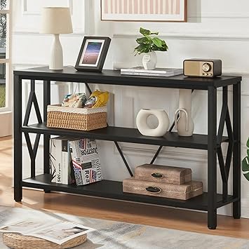 Amazon.com: HOMISSUE Sofa Console Table, Rustic Console Table with 3-Tier Storage, Engineered ...